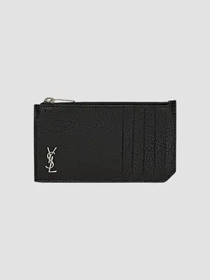 Saint Laurent Tiny Cassandre Fragts Zipped Card Case - Black