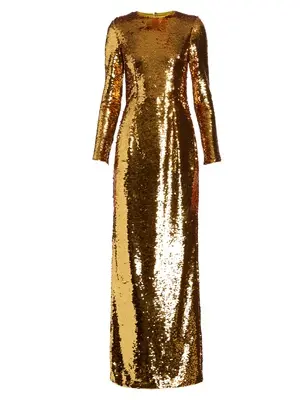 Dolce & Gabbana Sequined Long-sleeve Gown