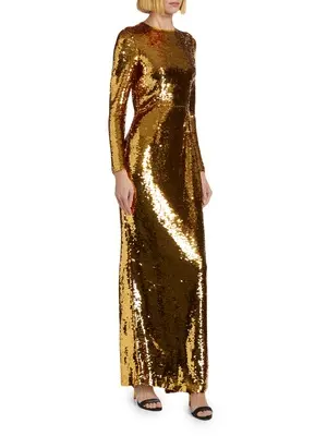 Dolce & Gabbana Sequined Long-sleeve Gown