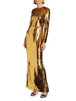 Dolce & Gabbana Sequined Long-sleeve Gown