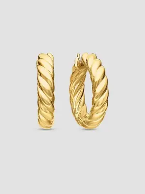 David Yurman Sculpted Cable Hoops Earrings In 18k Yellow - Gold