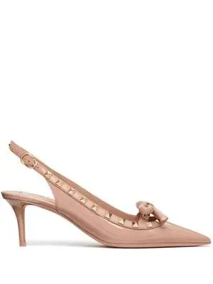 Valentino Garavani Rockstud Bow Leather Pumps - Rosa Cannella