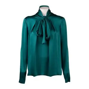 Alberta Ferretti Satin Lavalliére Blouse - Green