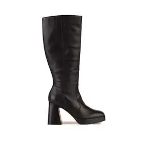 ANGEL ALARCON Leather Boots With Platform And Wide Heel - Black