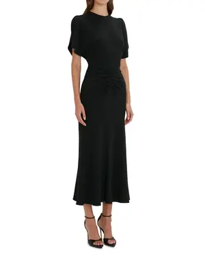 Victoria Beckham Petal Sleeve Midi Dress - Black