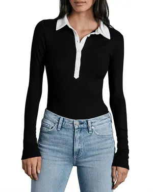 Rag & Bone The Knit Long Sleeve Polo Top
