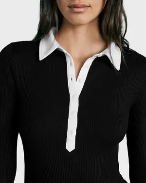 Rag & Bone The Knit Long Sleeve Polo Top