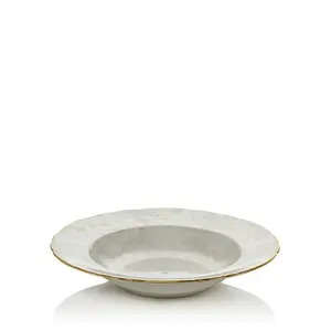 ROYAL CROWN DERBY Aves /gold Rim Soup Bowl - Pearl