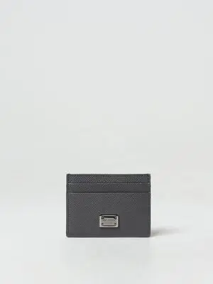 Dolce & Gabbana Grained Leather Card Holder Charcoal