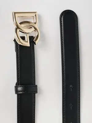 Dolce & Gabbana Smooth Calfskin Leather Belt With Dg Monogram Buckle - Black