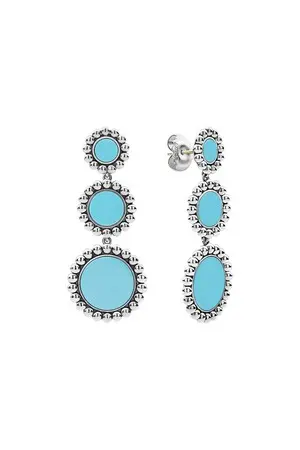 Lagos Maya Ceramic Circle Drop Earrings - Blue