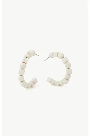 SOKO Mixed Shapes Beaded Hoop Earrings - White