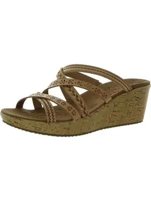 Sketchers Beverlee Womens Gladiator Strappy Wedge Sandals - White