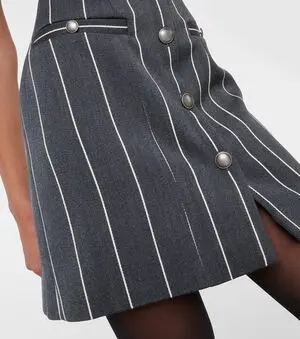 Alessandra Rich Pinstripe Wool-blend Mini Dress - Black