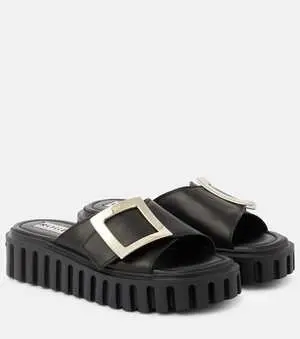 ROGER VIVIER Viv' Go Thick Leather Mules