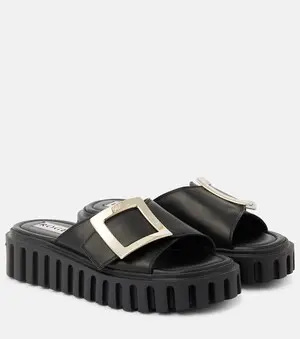 ROGER VIVIER Viv' Go Thick Leather Mules