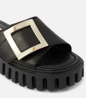 ROGER VIVIER Viv' Go Thick Leather Mules