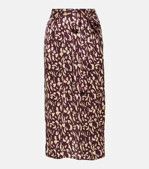 Velvet By Graham & Spencer Juno Printed Satin Midi Skirt - Multicoloured