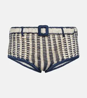 Anna Kosturova High-rise Crochet Bikini Bottom - Blue