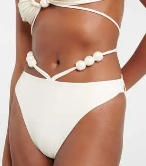 Magda Butrym Beaded Bikini Bottom - Neutrals