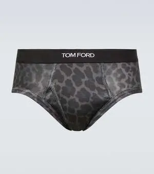 TOM FORD Leopard-print Cotton-blend Boxer Briefs - Grey
