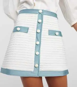 ADRIANA DEGREAS Jacquard Miniskirt - White