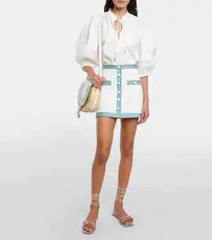 ADRIANA DEGREAS Jacquard Miniskirt - White