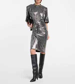 MARANT ETOILE Dolene Sequined Tulle Skirt - Metallic
