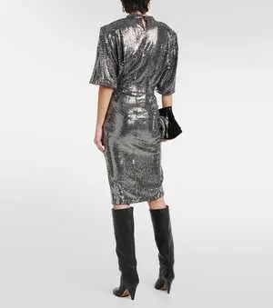 MARANT ETOILE Dolene Sequined Tulle Skirt - Metallic