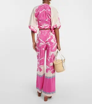 ADRIANA DEGREAS Printed Puff-sleeve Blouse