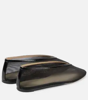 Le Monde Beryl Luna Leather-trimmed Mesh Ballet Flats - Black
