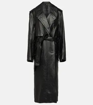 Women's Black Leather Trench Coats
