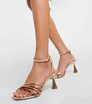 AQUAZZURA Latour 75 Mirrored Leather Sandals