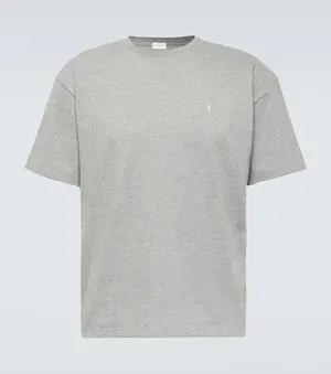 Saint Laurent Cassandre Cotton-blend Piqué T-shirt - Grey