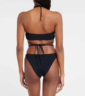 Magda Butrym Beaded Bandeau Bikini Top - Black