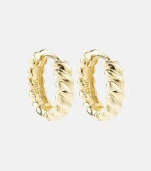 STONE AND STRAND Brioche 10kt Yellow Hoop Earrings - Gold