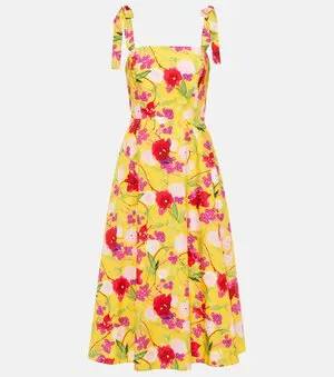 Carolina Herrera Floral Cotton Midi Dress - Multicoloured