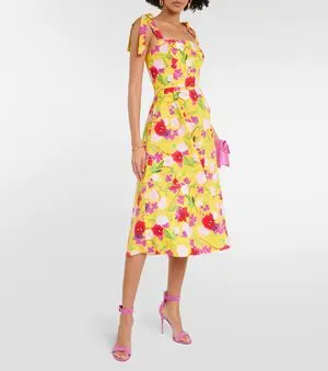 Carolina Herrera Floral Cotton Midi Dress