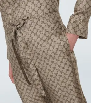 Gucci Gg Silk Straight Pants - Beige