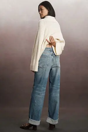 PILCRO Austyn High-rise Wide-leg Cuffed Jeans