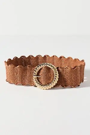 Anthropologie Stretch Shimmer Raffia Belt Brown