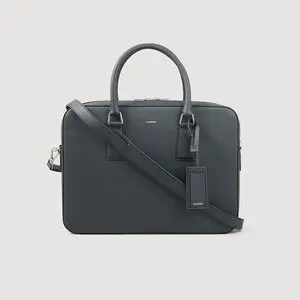 Sandro Saffiano-Patterned Reconstituted Leather Briefcase Steel