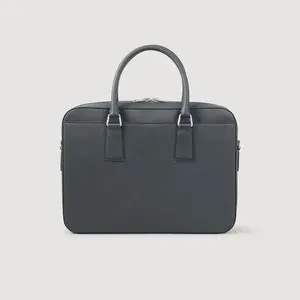 Sandro Saffiano-patterned Reconstituted Leather Briefcase - Steel