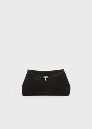 TOTEME T-lock Suede Clutch - Espresso