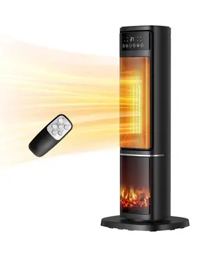 SUGIFT 1500w Oscillating Ceramic Tower Electric Space Heater With Remote - Black