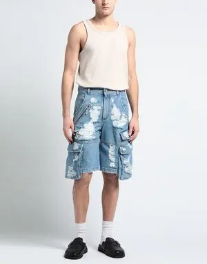 Gcds Denim Cargo Shorts - Blue