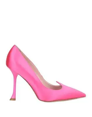 ROGER VIVIER Satin Pointed Toe Spool Heel Pumps - Fuchsia
