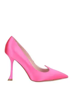 ROGER VIVIER Satin Pointed Toe Spool Heel Pumps - Fuchsia