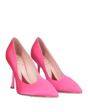 ROGER VIVIER Satin Pointed Toe Spool Heel Pumps - Fuchsia