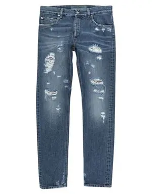 Dolce & Gabbana Cotton And Leather Jeans - Blue